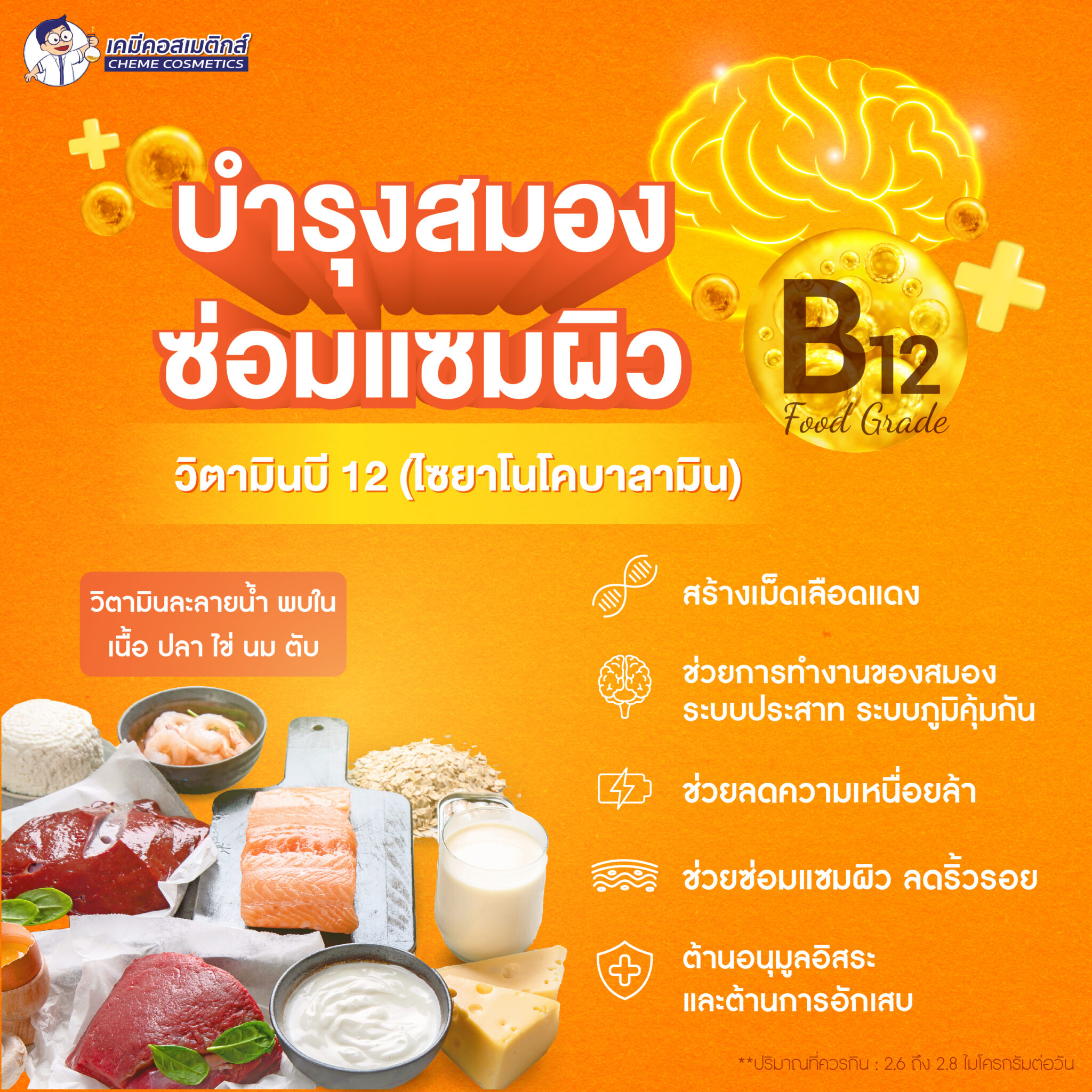 Vitamin B12 (Cyanocobalamin) วิตามินบี 12 (ไซยาโนโคบาลามิน) ช่วยสร้างเม็ดเลือดแดง รักษาโรคโลหิต ...